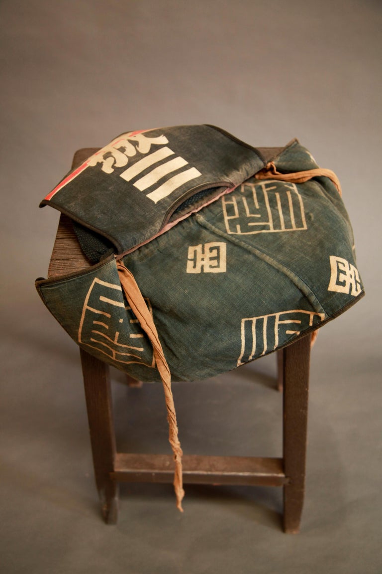 Japanese Fireman’s Protective Hood, Sashiko Indigo, Meiji, Early 20th ...