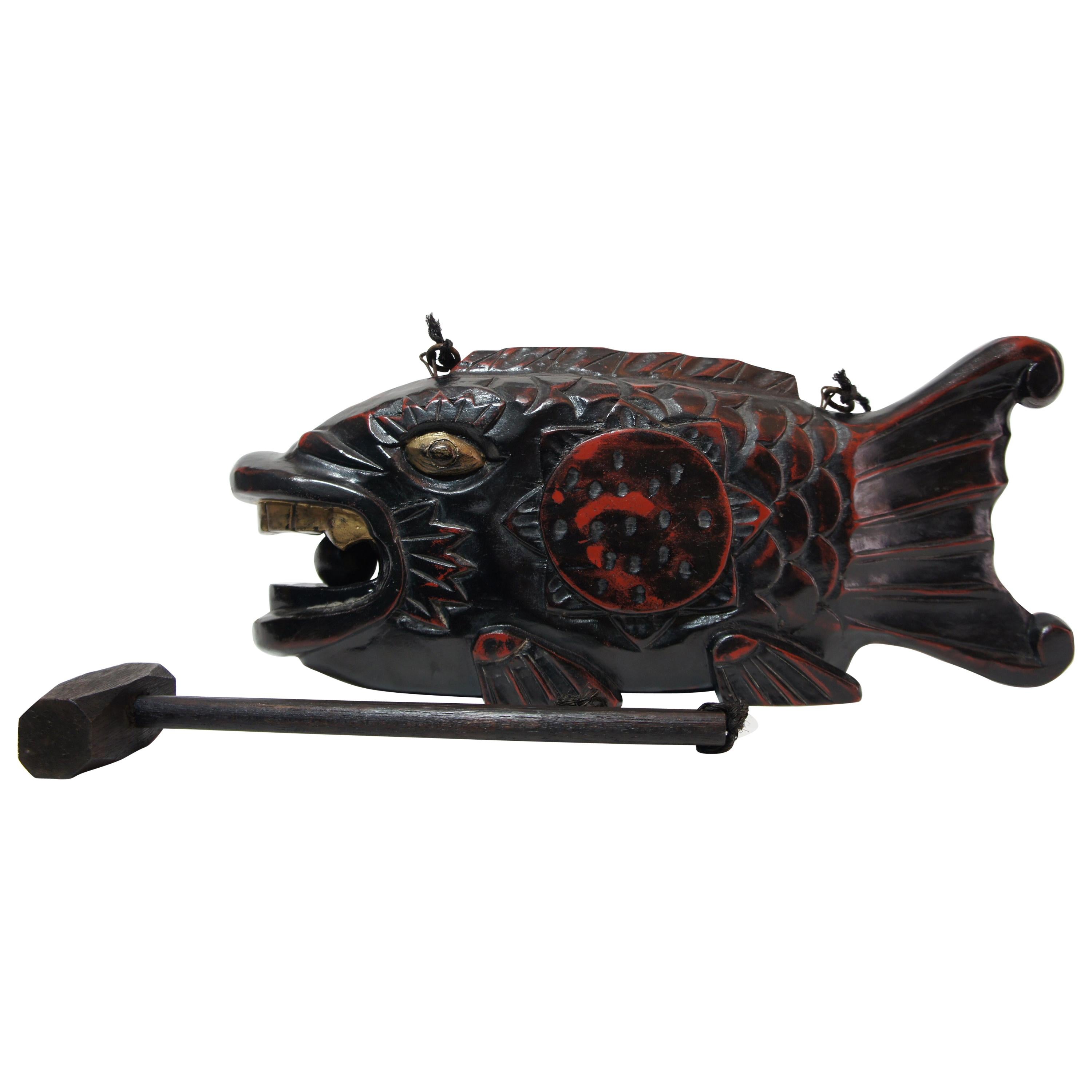 Japanese Fish-Shaped Wooden Drum, "Mokugyo", 1950s For Sale at 1stDibs