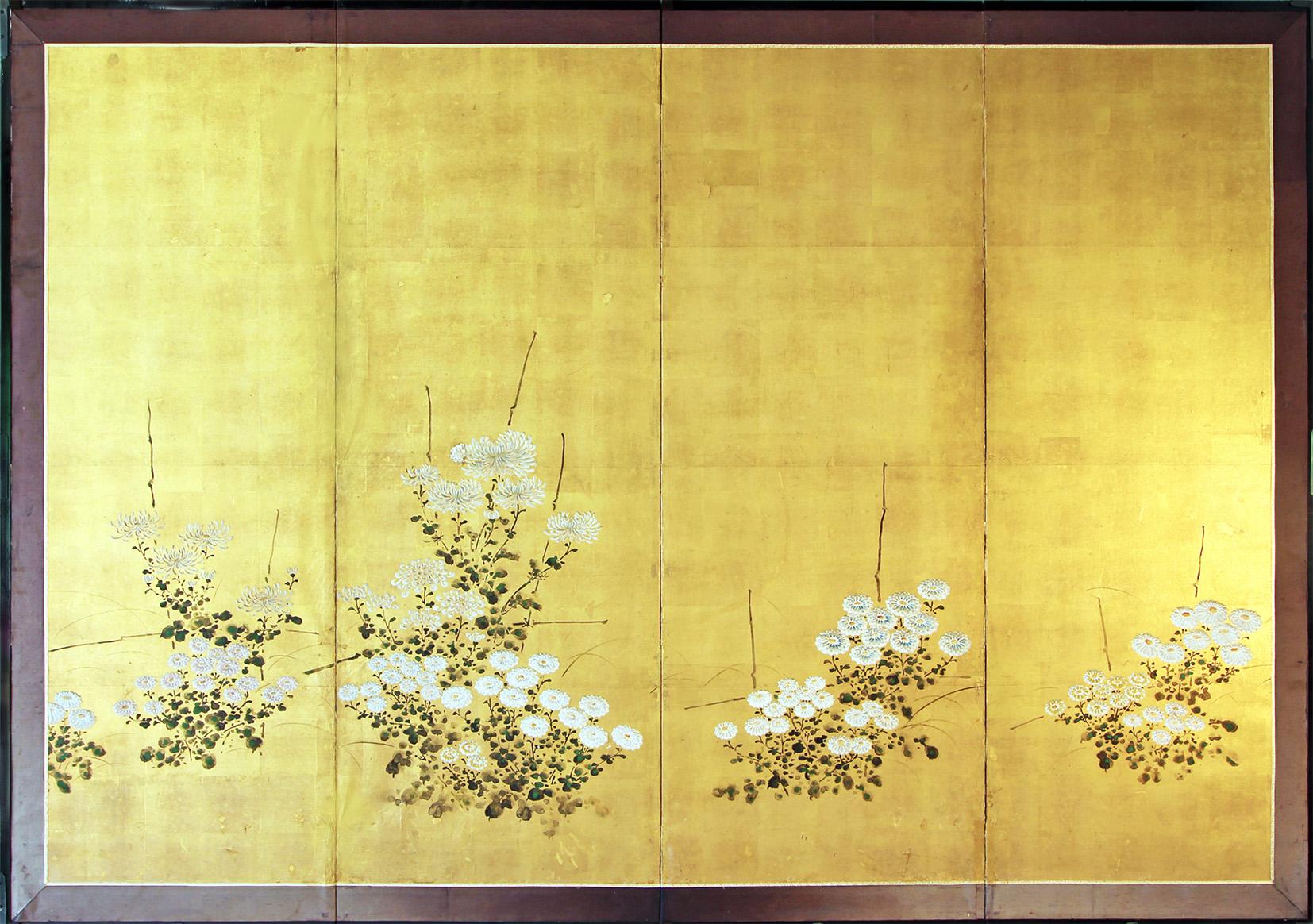 Japanese Folding Screen Four Panels For Sale at 1stDibs
