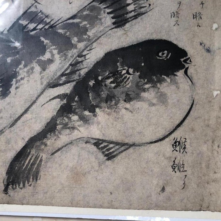 Japanese Four Antique "Fish" Hand Painted Sumi Ink Original Drawings ...