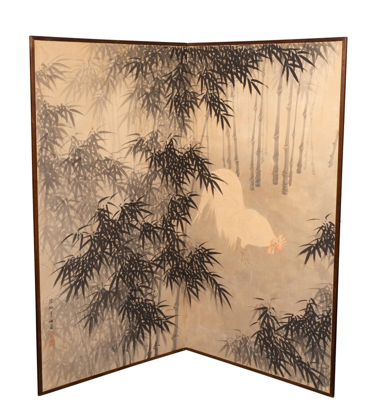 Japanese Four Panel Paper Screen For Sale at 1stDibs