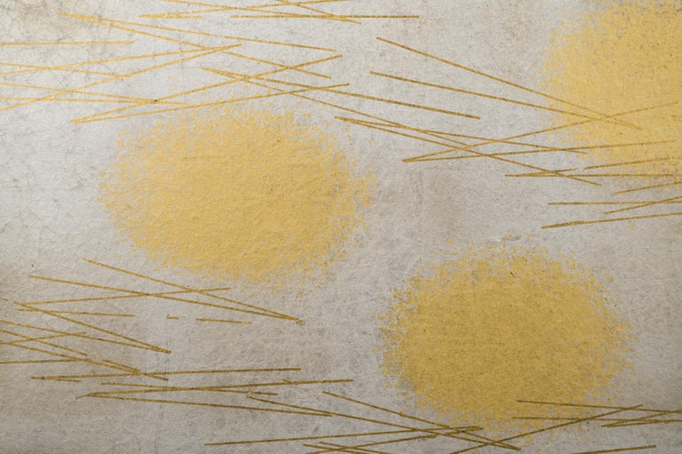 Japanese Four Panel Screen Abstract Lines and Orbs For Sale at 1stDibs