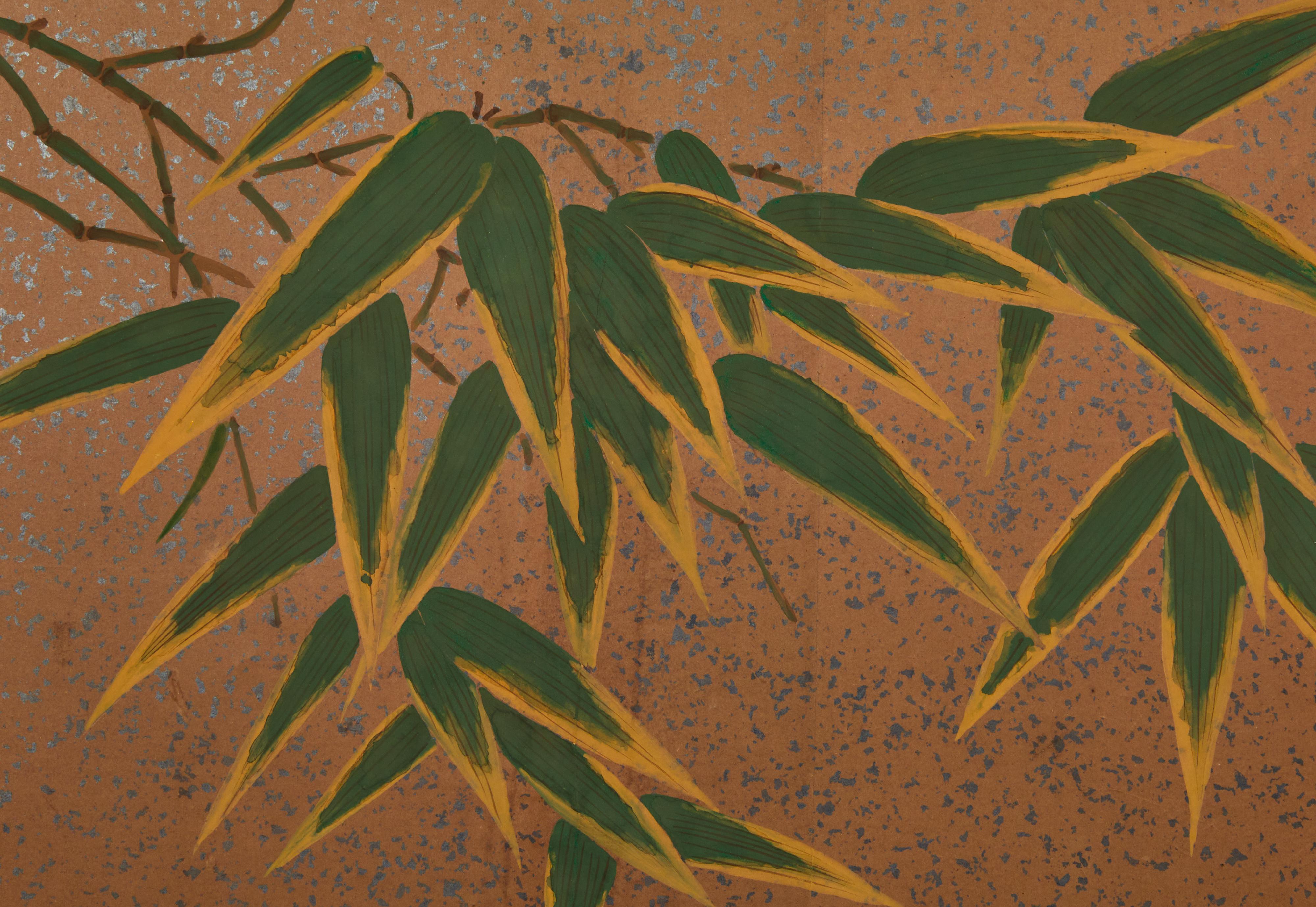 Japanese Four Panel Screen, Bamboo and Butterflies with Silver Dust For ...