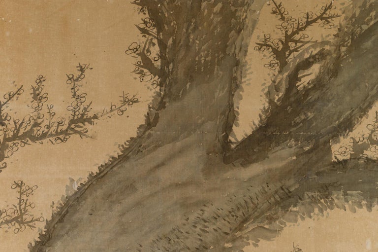 Japanese Four-Panel Screen Four Fusuma 'Sliding Doors' with Venerable ...