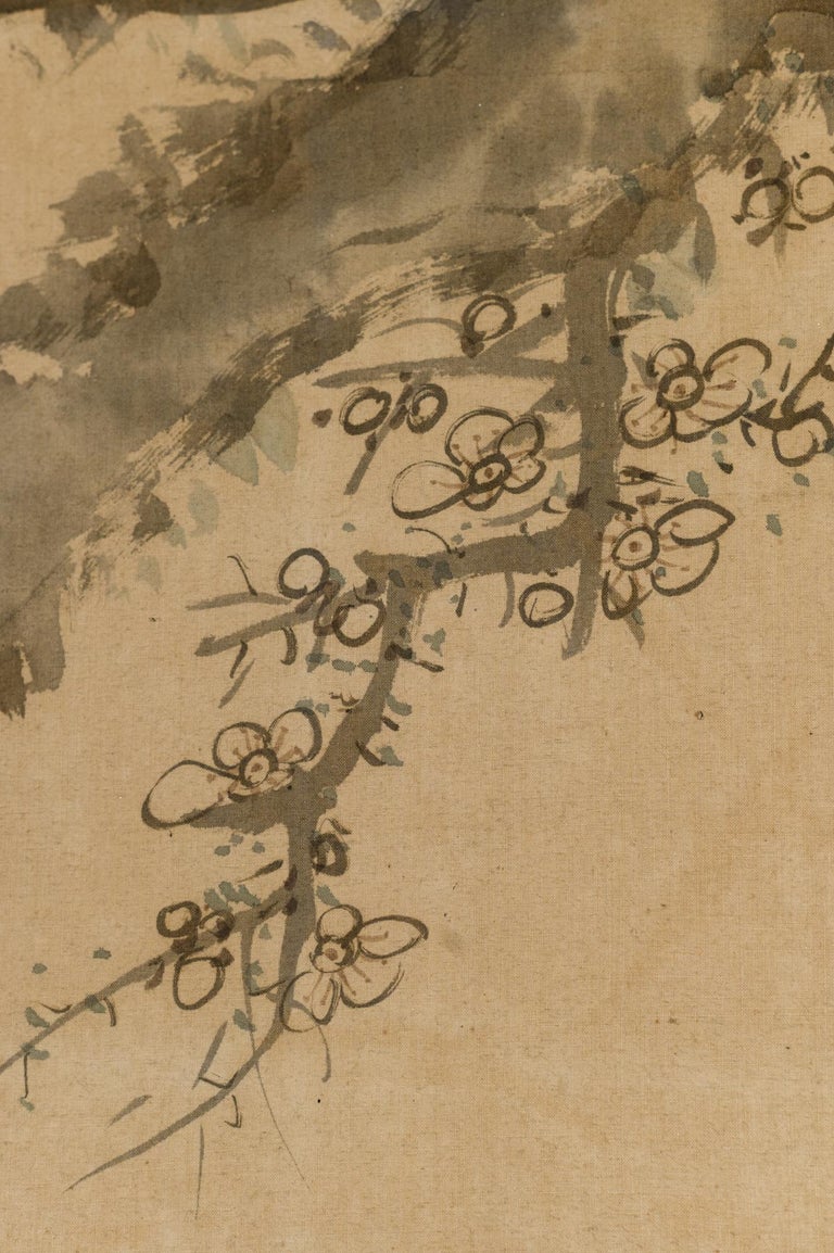 Japanese Four-Panel Screen Four Fusuma 'Sliding Doors' with Venerable ...