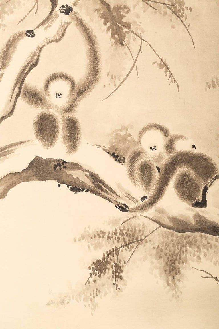 Japanese Four Panel Screen, Monkeys in Tree at 1stDibs | chairish art