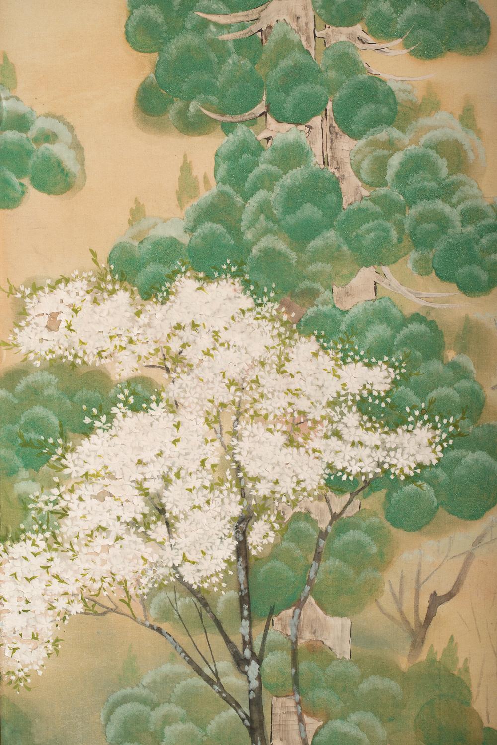 Japanese Four Panel Screen: Mountain and Water Landscape For Sale at ...