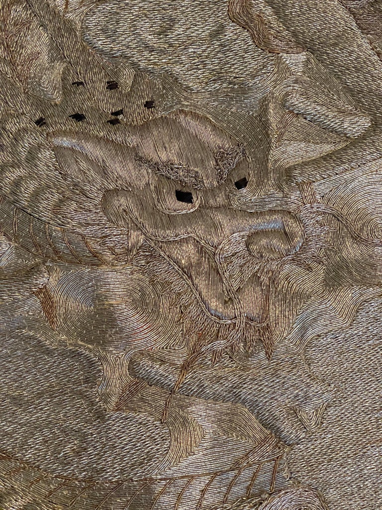 Japanese Fukusa Relief Embroidery Textile Art of Dragon For Sale at 1stDibs