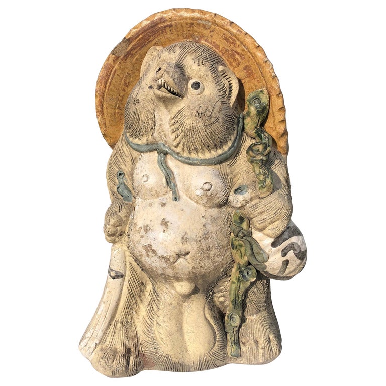 Japanese Large Garden Folk Hero Tanuki Handmade Big Belly Sculpture at ...