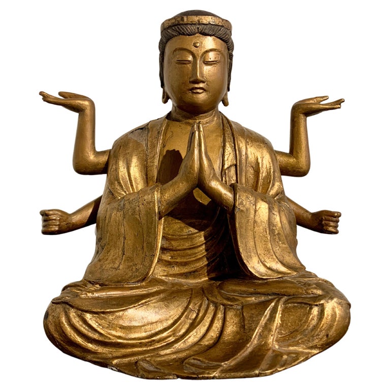 Japanese Gilt Wood Fukukenjaku Kannon, Meiji Period or Earlier, Japan ...