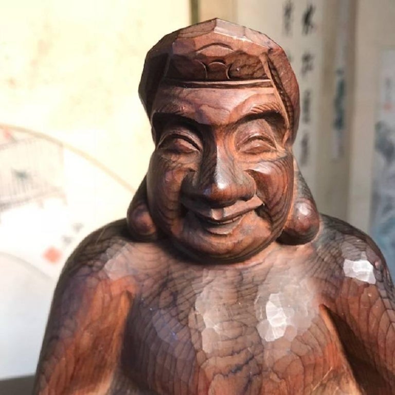 Japanese Pair Antique Hand Carved Prosperity and Business Lucky Gods ...