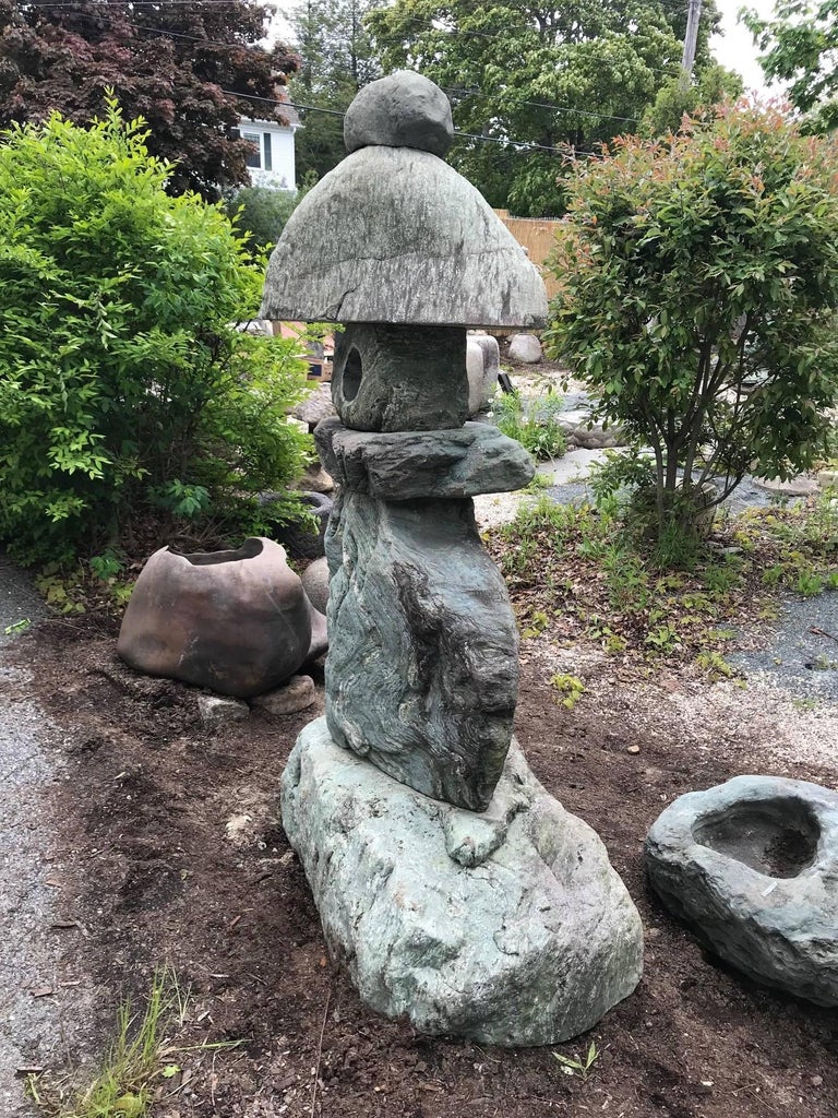 Japanese Green "Shikoku" Stone Spirit Lantern, One of a Kind Masterwork ...
