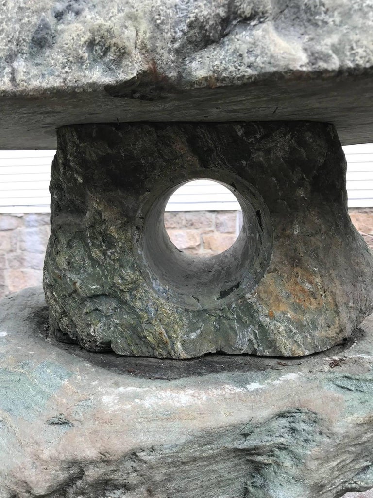 Japanese Green "Shikoku" Stone Spirit Lantern, One of a Kind Masterwork ...