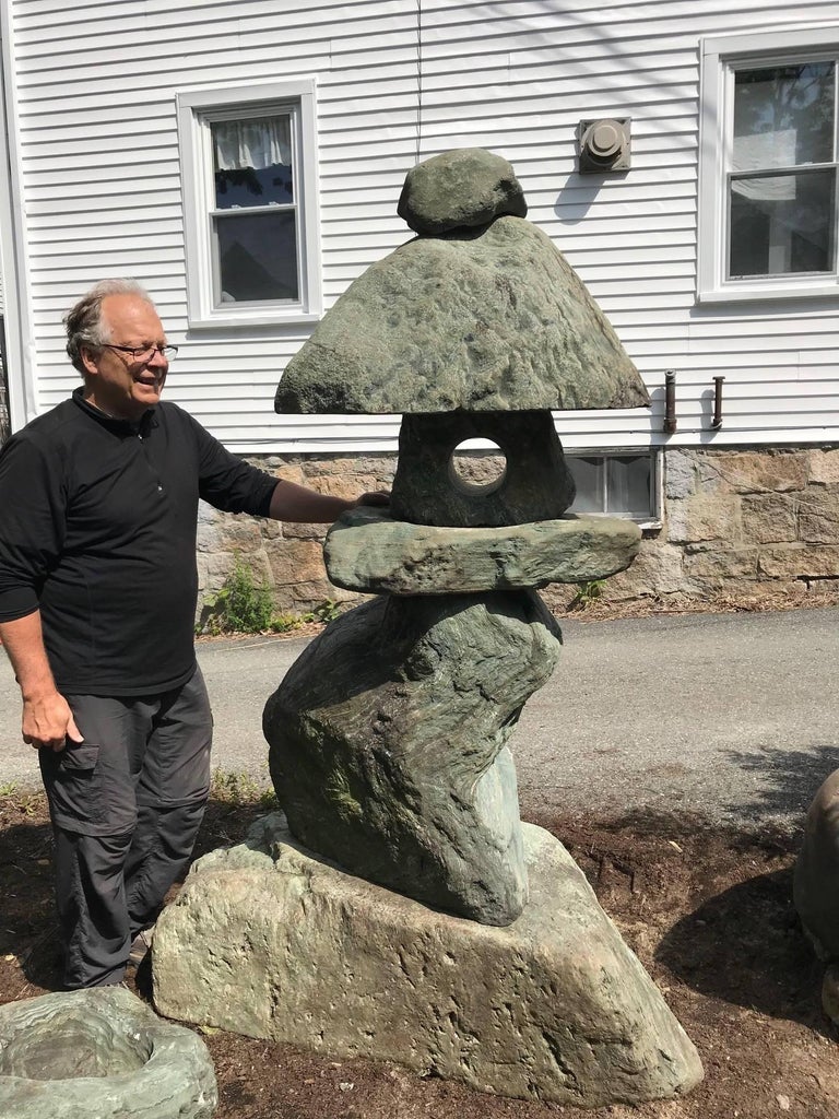 Japanese Green "Shikoku" Stone Spirit Lantern, One of a Kind Masterwork ...