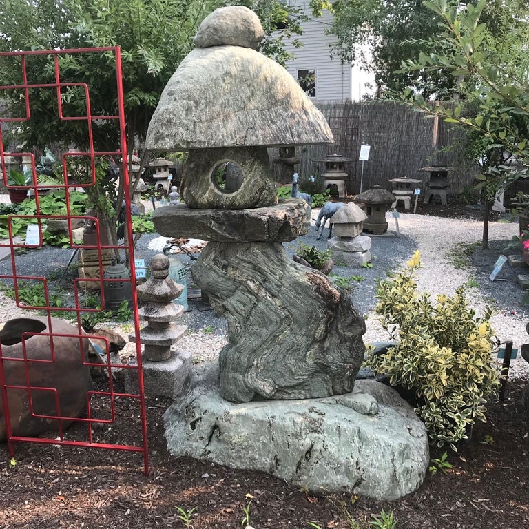 Japanese Green "Shikoku" Stone Spirit Lantern, One of a Kind Masterwork ...