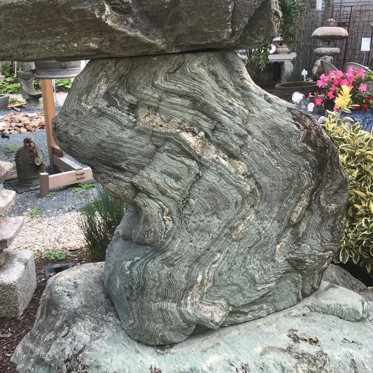 Japanese Green "Shikoku" Stone Spirit Lantern, One of a Kind Masterwork ...