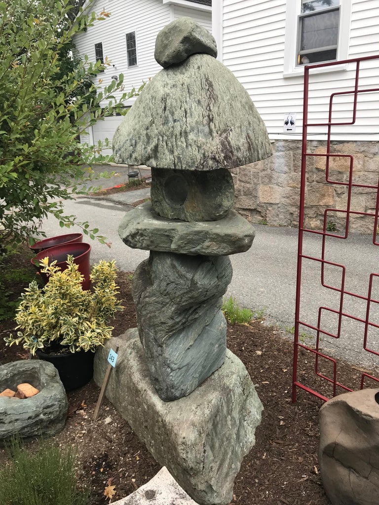 Japanese Green "Shikoku" Stone Spirit Lantern, One of a Kind Masterwork ...