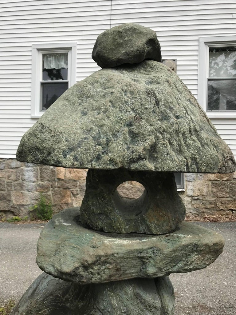 Japanese Green "Shikoku" Stone Spirit Lantern, One of a Kind Masterwork ...