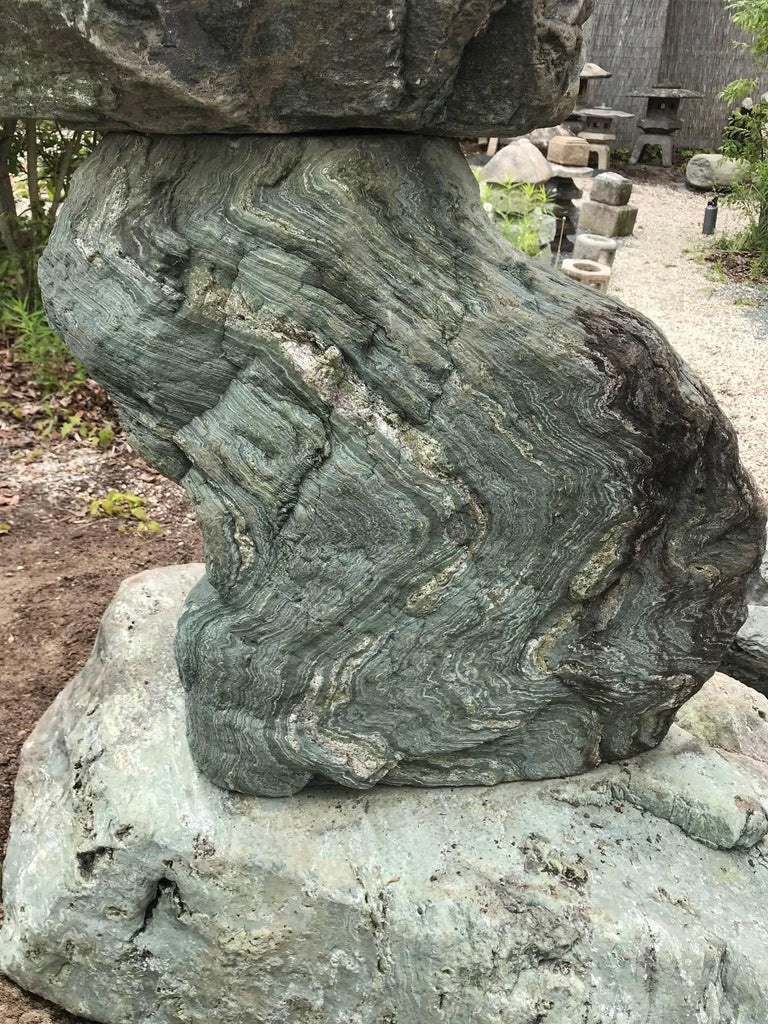 Japanese Green "Shikoku" Stone Spirit Lantern, One of a Kind Masterwork ...