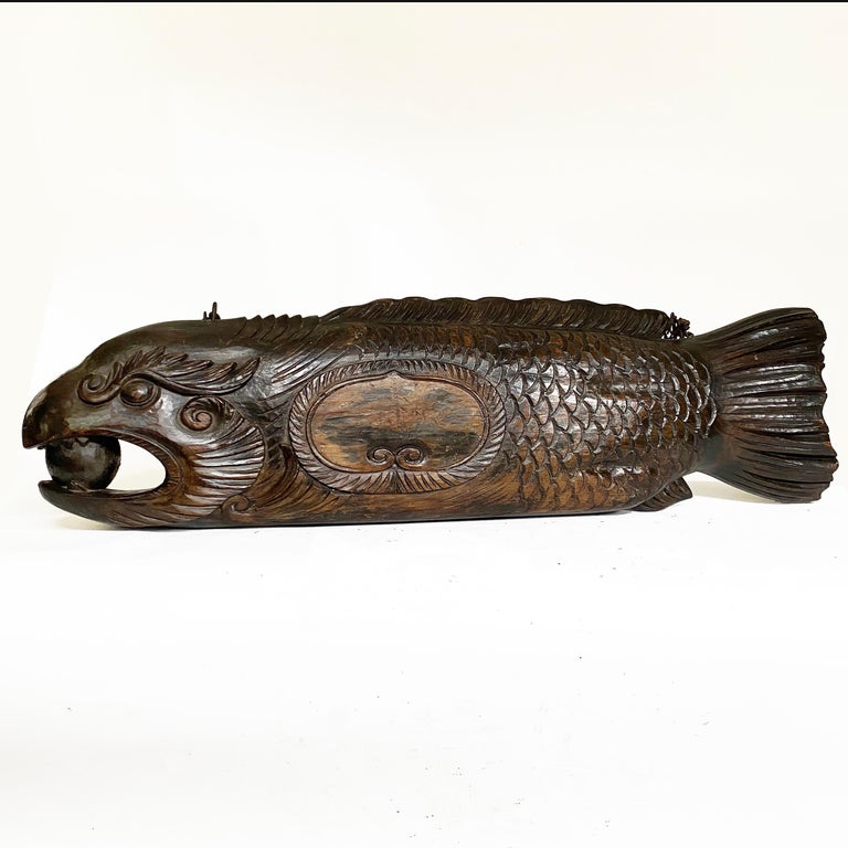 Japanese "Gyoban" Buddhist Drum Fish, Wood, Meiji Period, Early 20th ...
