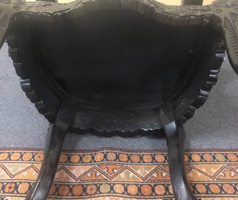 Japanese Hand Carved Dark Wood Export Monkey Armchair For Sale at 1stDibs