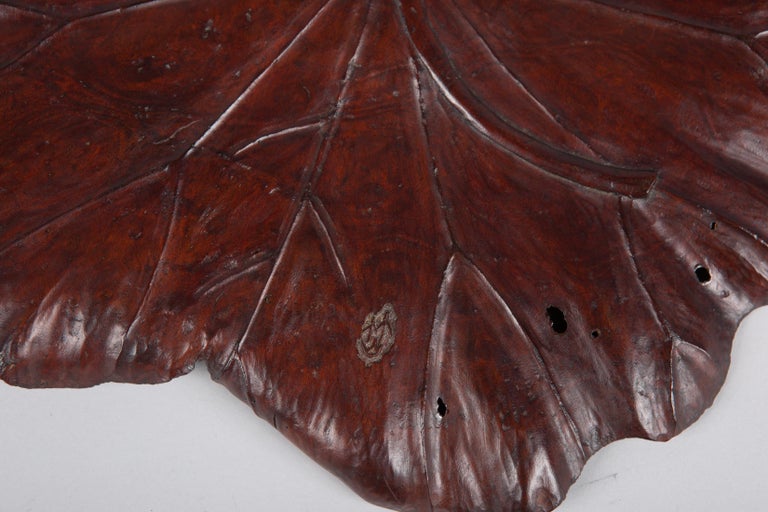 Japanese Hand Carved Lotus Leaf Tray at 1stDibs