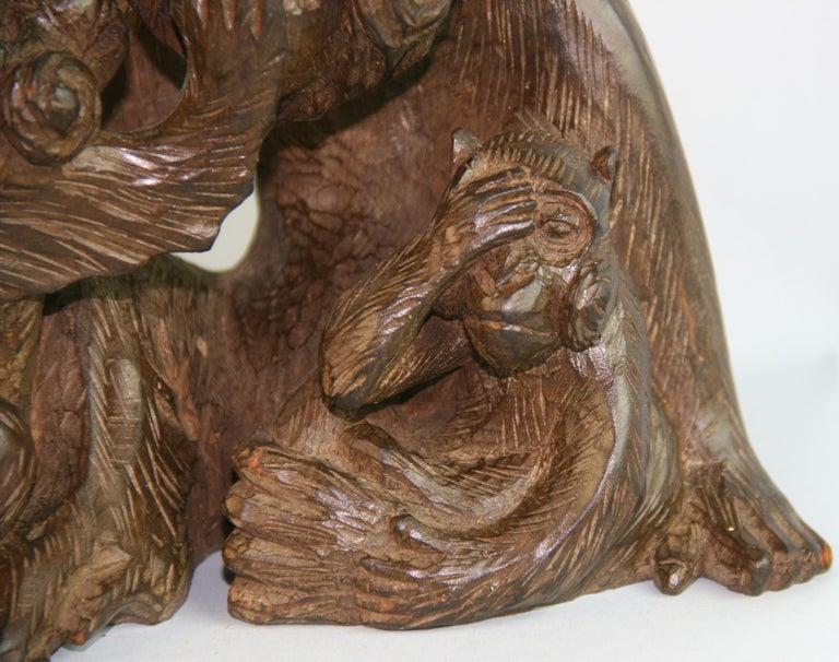 Japanese Hand Carved Monkey Family Sculpture Hear, See and Speak No ...