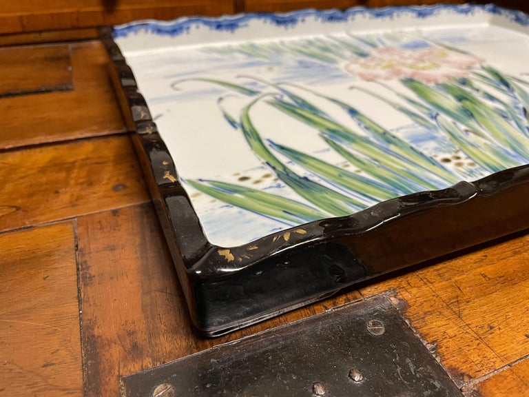Japanese Hand Painted and Gilt Porcelain Tray with Floral Decoration ...
