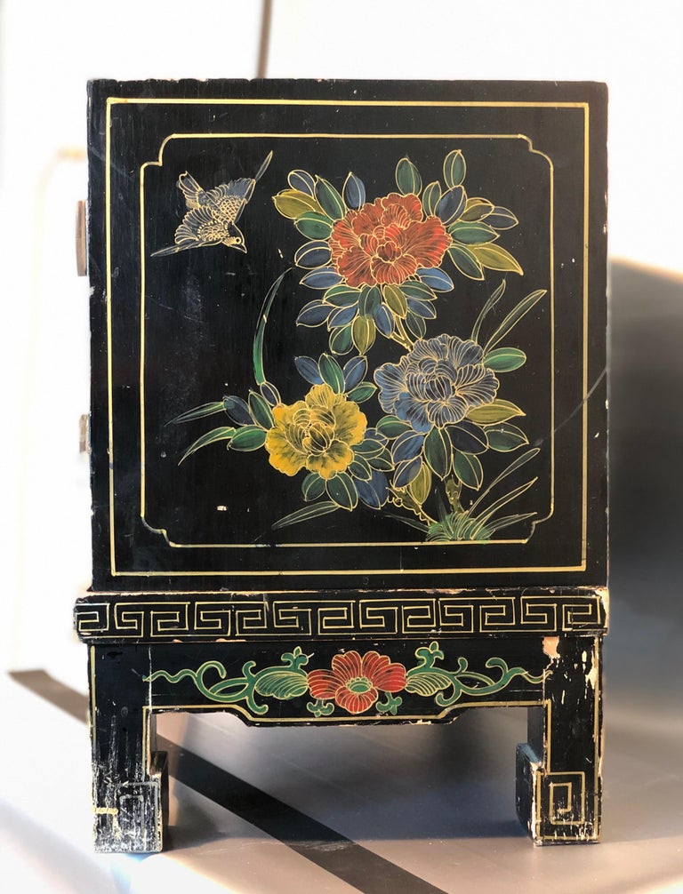 Chinese Hand Painted Small Cabinet, Chest on Stand, 20th Century ON ...