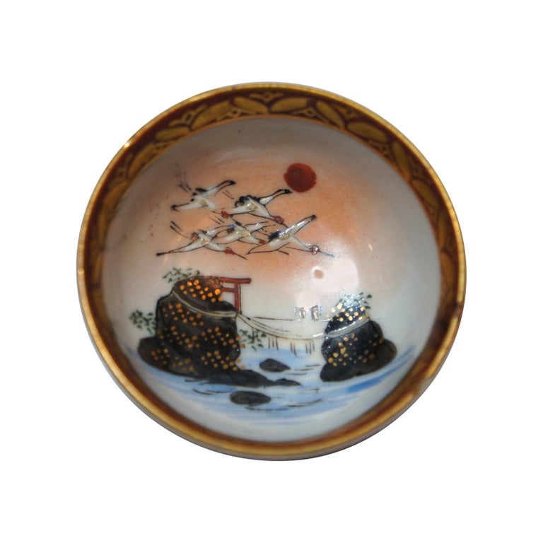 Japanese Hand Painted Small Sake Cup on Kutani Ware, 1950s For Sale at ...