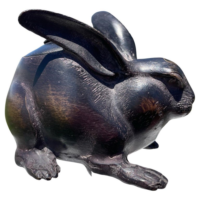 Japanese Hard to Find Old Bronze "Squatting Rabbit" Led Candle Holder ...
