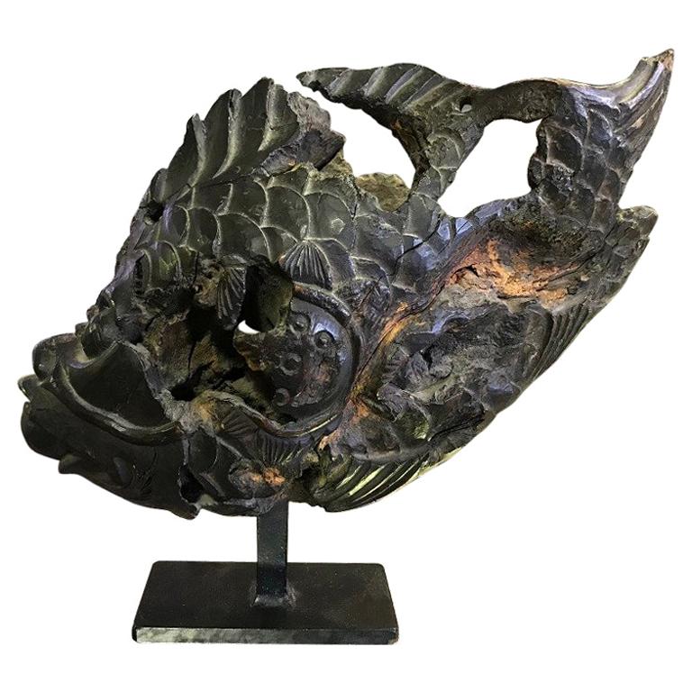 Old Japan Large Hand Cast Bronze Koi Fish Fortune and Prosperity ...