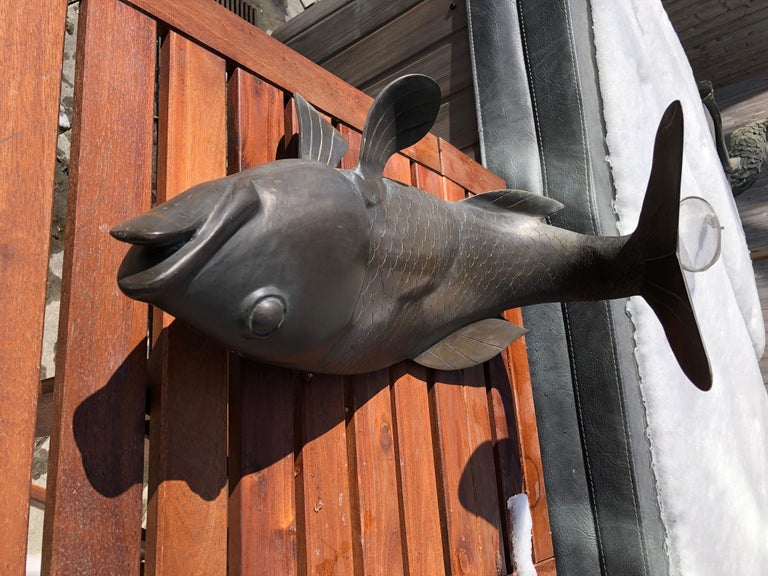 Japanese Huge Bronze Swirling Koi Trophy Fish, Good Fortune at 1stDibs