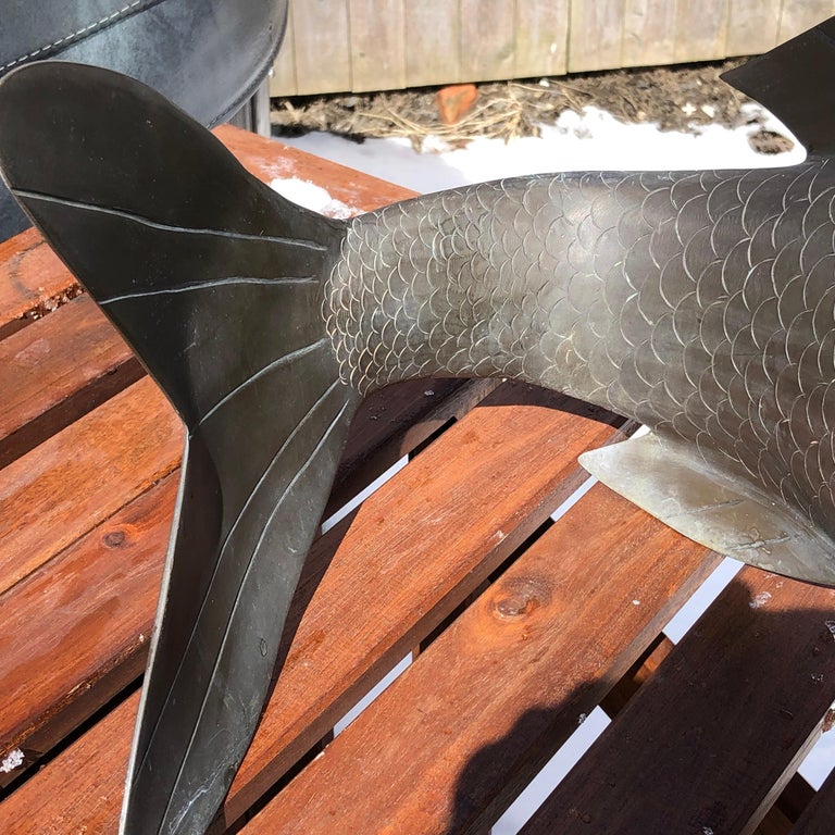 Japanese Huge Bronze Swirling Koi Trophy Fish, Good Fortune at 1stDibs