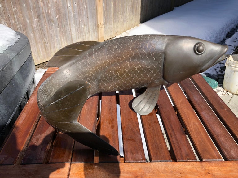 Japanese Huge Bronze Swirling Koi Trophy Fish, Good Fortune at 1stDibs