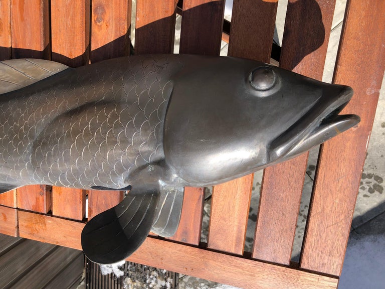 Japanese Huge Bronze Swirling Koi Trophy Fish, Good Fortune at 1stDibs