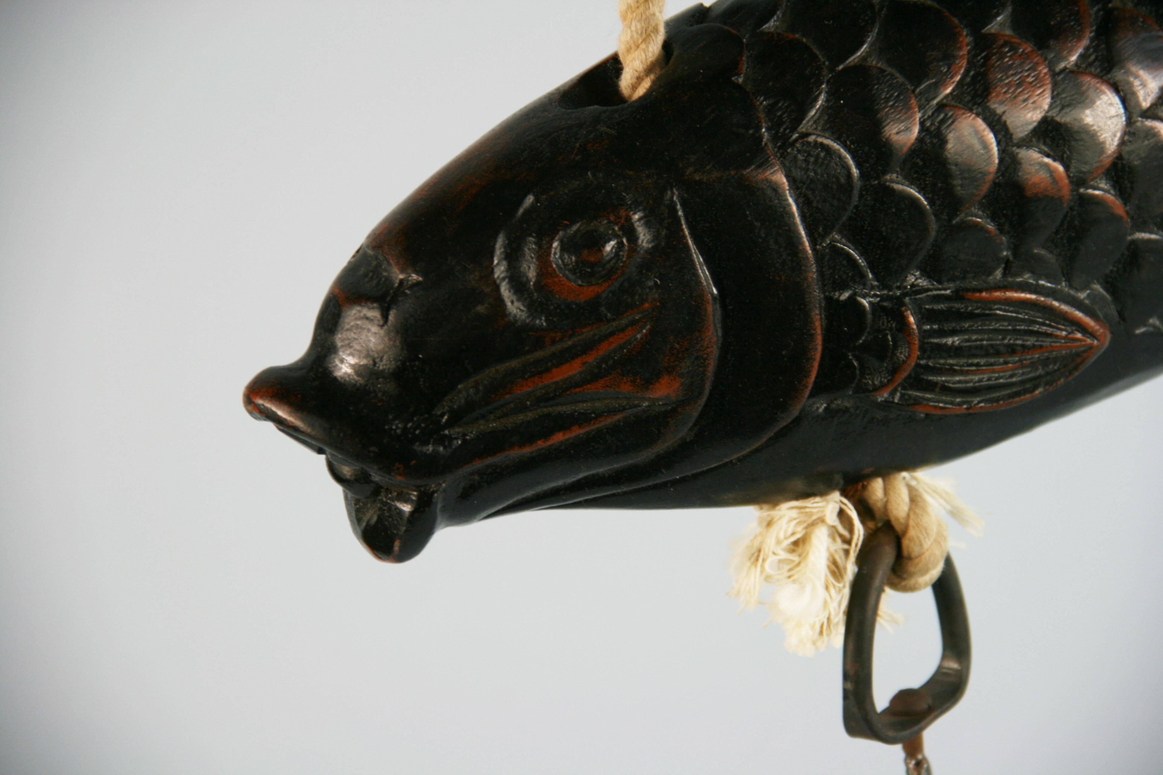 Japanese Huge Antique Hand Carved Wood Koi Good Fortune Fish, 19th ...