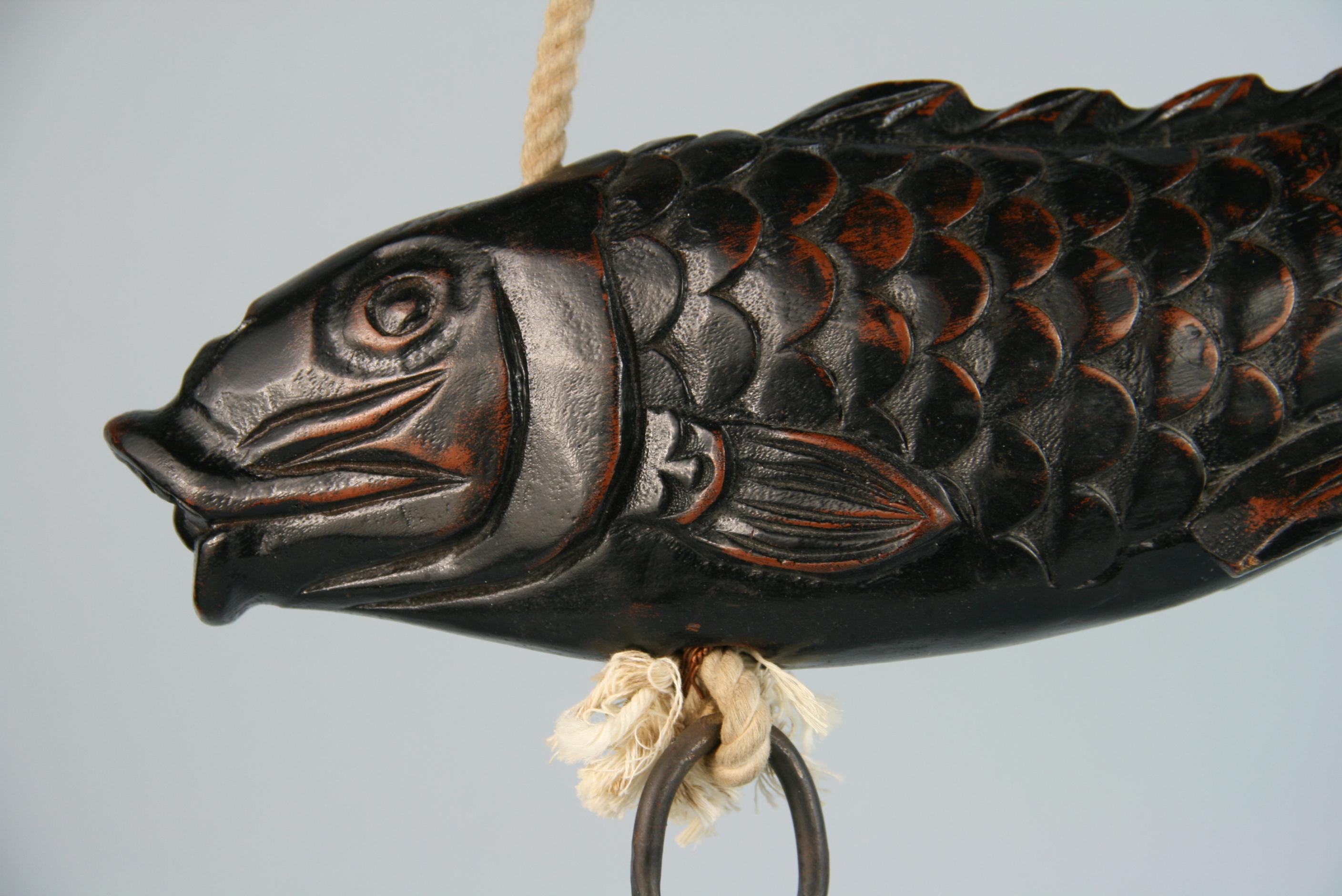 Japanese Huge Antique Hand Carved Wood Koi Good Fortune Fish, 19th ...