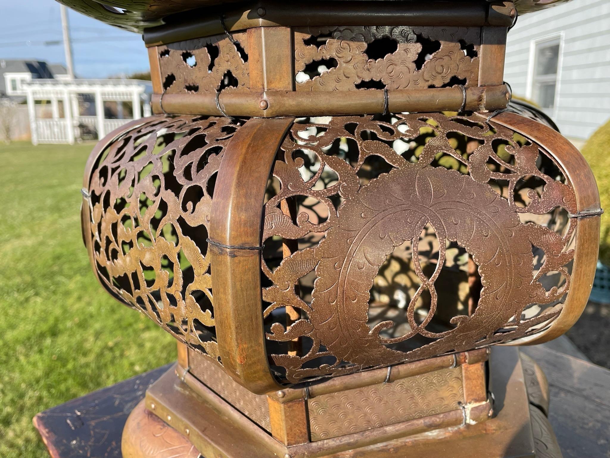 Japanese Huge 1850 Antique Signed "Lotus Flower" Temple Lighting ...