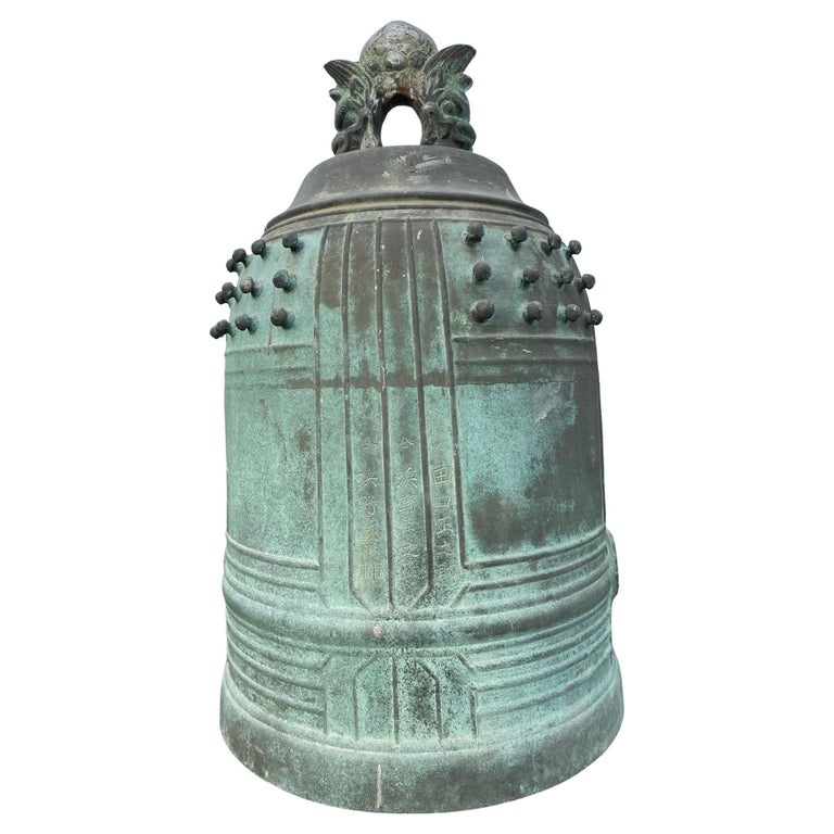 Japanese Huge Old Bronze Fire Bell Rare Signatures Fire Fighters, Bold ...