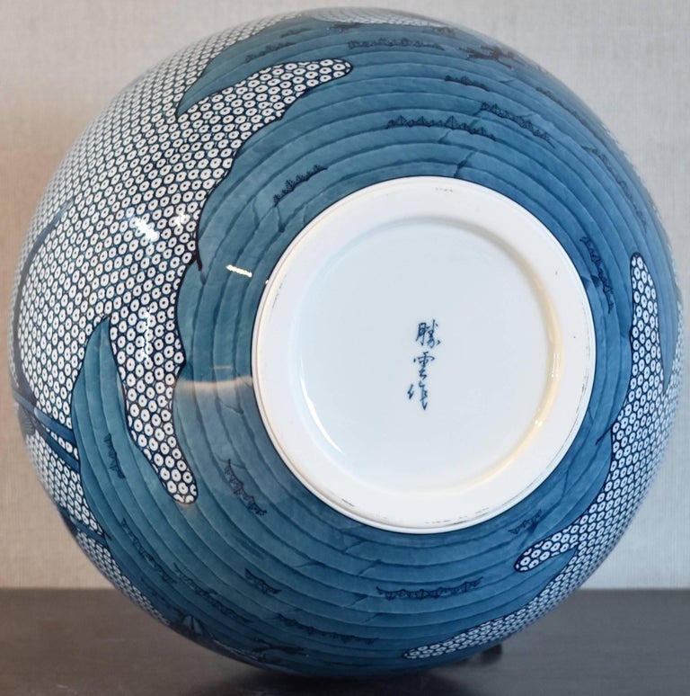 Japanese Imari Hand Painted Blue Porcelain Vase by Contemporary Master ...
