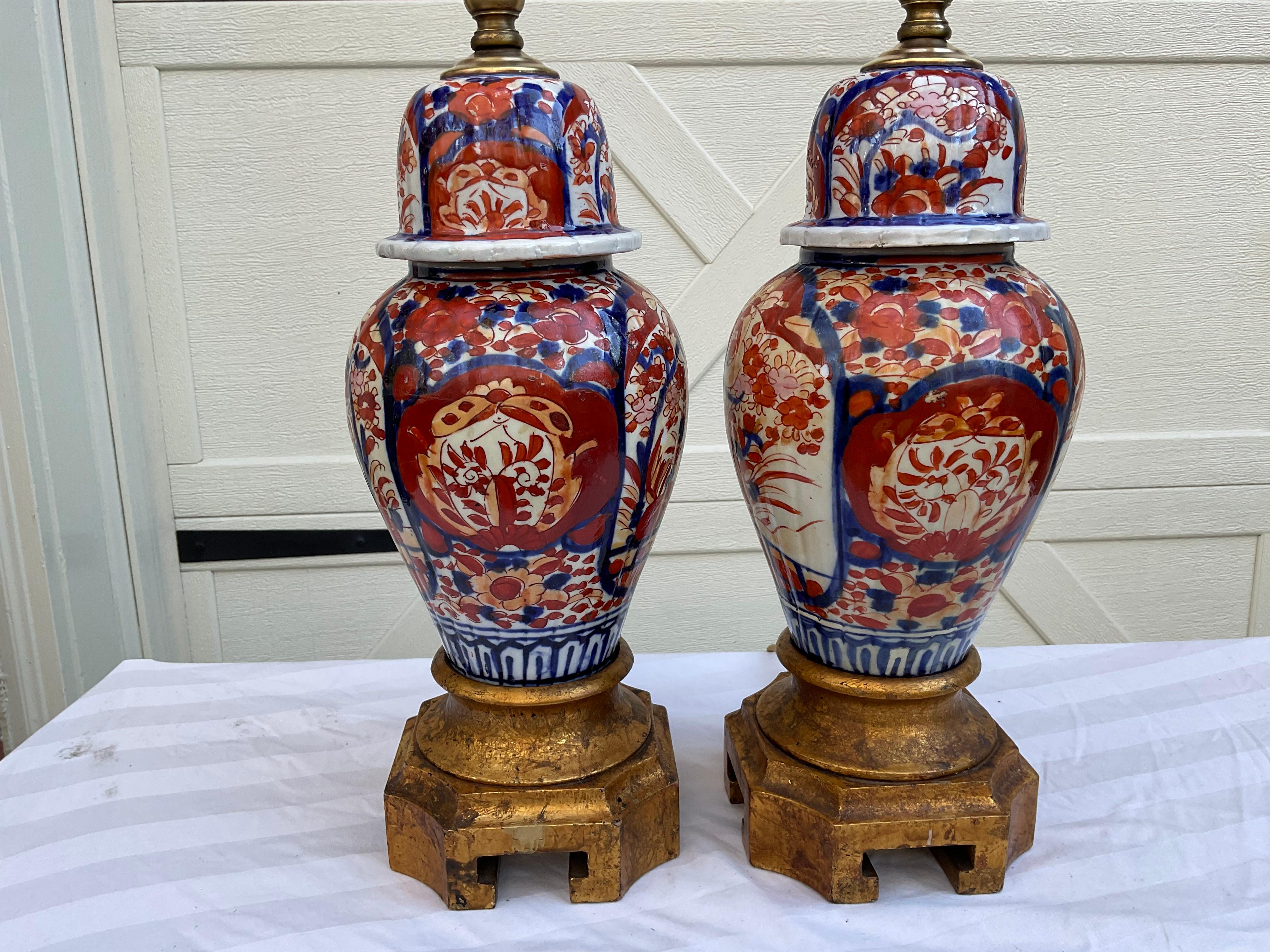 Japanese Imari Porcelain Urn Lamps, a Pair For Sale at 1stDibs