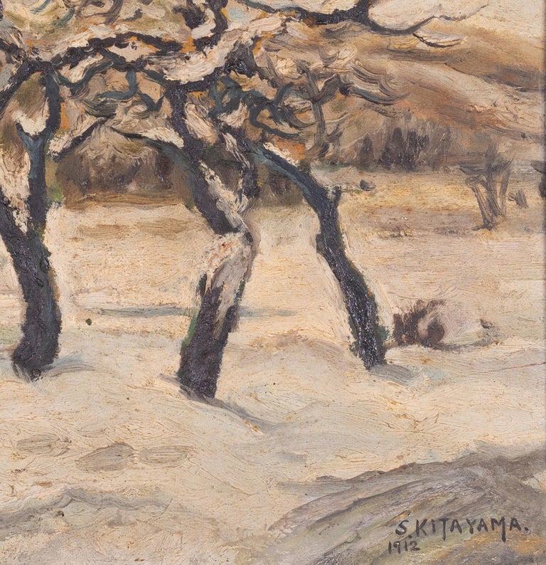 Japanese Impressionist Painting of Trees in Snow By S Kitayama Dated 1912 For Sale at 1stDibs