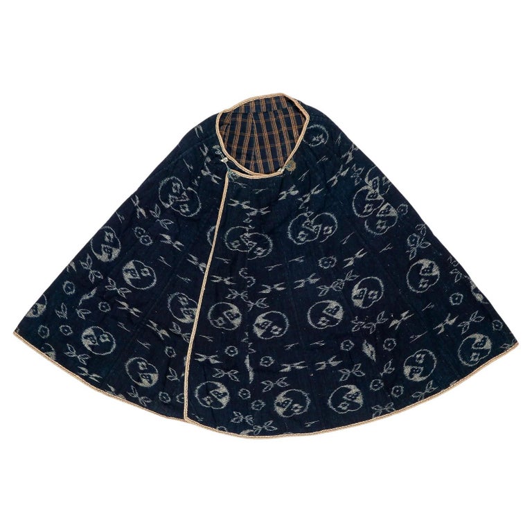 Japanese Indigo Ikat Traveling Cape For Sale at 1stDibs