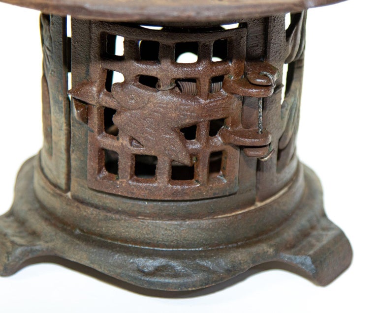 Japanese Iron Garden Lantern Old Gold Finch and Bamboo For Sale at ...