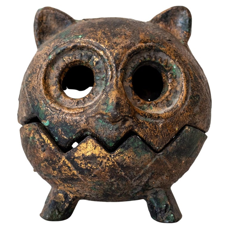 Japanese Iron Owl Lantern Incense Burner For Sale at 1stDibs