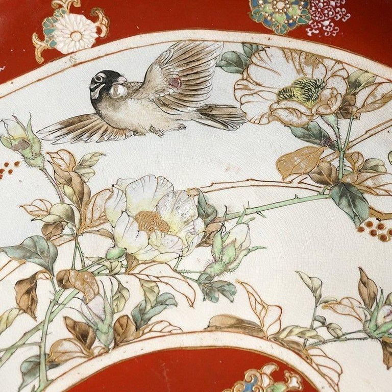 Japanese Iron Red Satsuma Charger Bowl, Meiji Era For Sale at 1stDibs