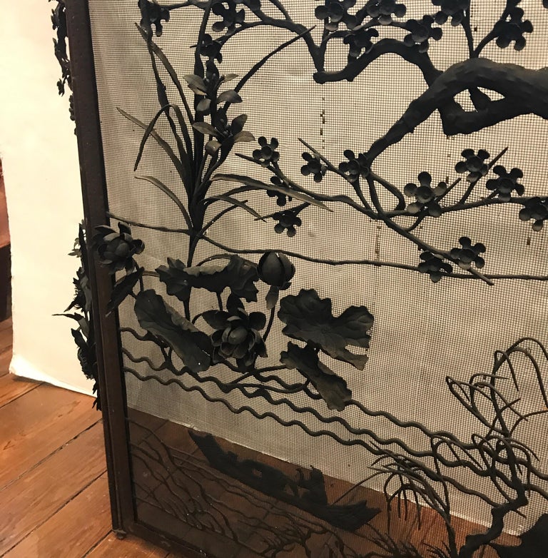 Japanese Iron Works Fire Screen at 1stDibs