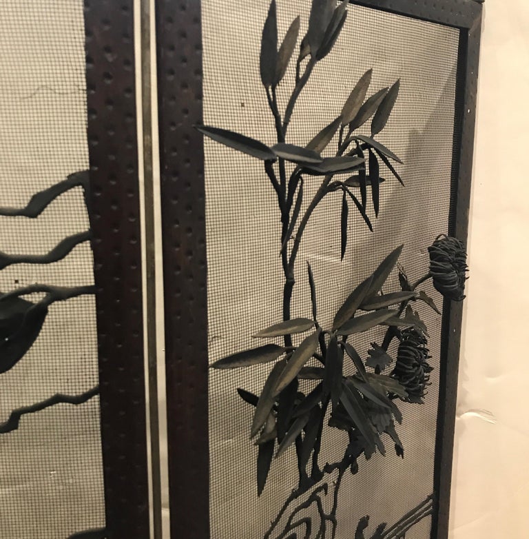 Japanese Iron Works Fire Screen at 1stDibs