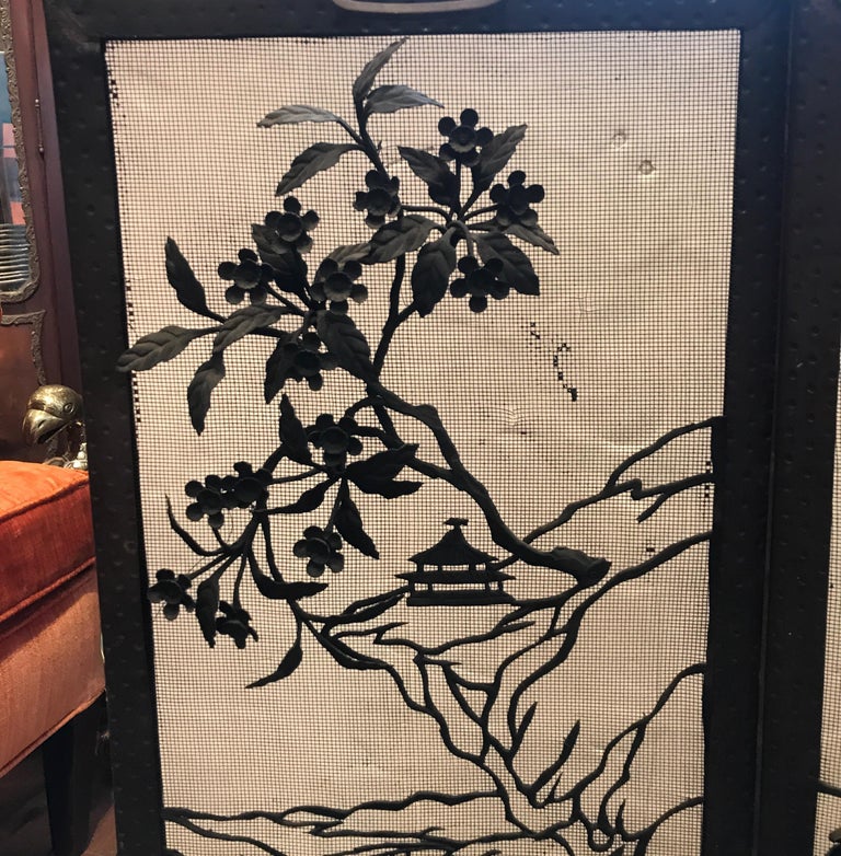 Japanese Iron Works Fire Screen at 1stDibs